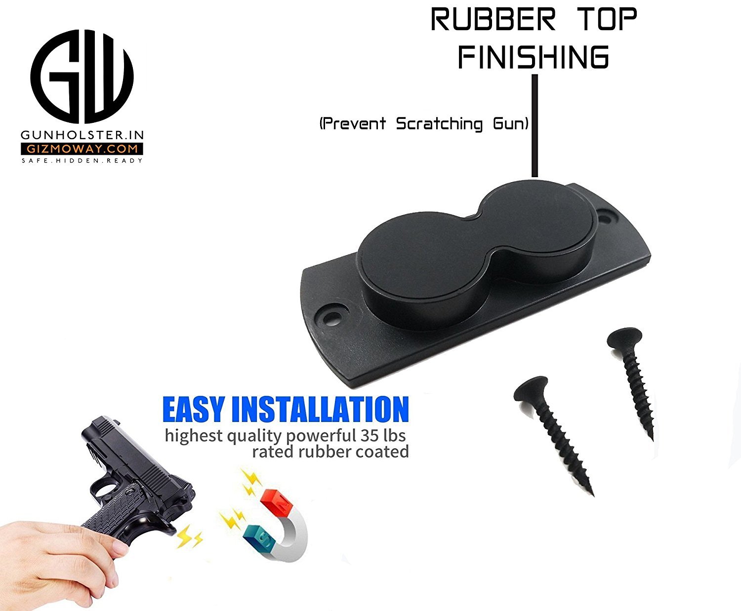 Magnetic Gun Mount (35lbs Capacity) | Gun Magnet For Your Car Or Home ...