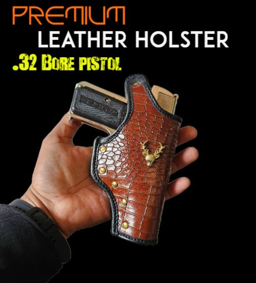 GunAlly Premium Leather Gun Holster for .32 Caliber Pistol Holster IOF ...