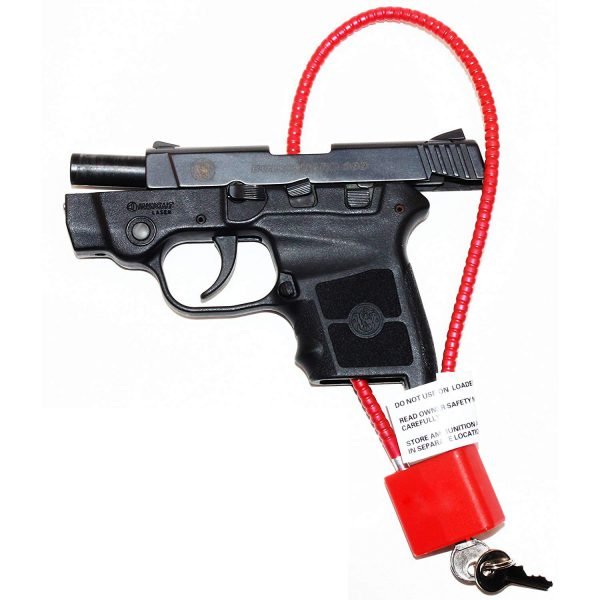 Cable Gun Lock with Key Secures Pistol, Rifle, Shotgun, Revolver, and ...