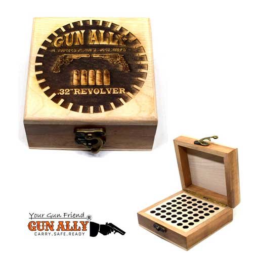 GunAlly Wood Ammo Box for Revolver .32 Caliber - Gizmoway