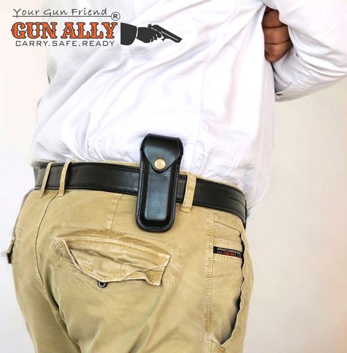 GunAlly Leather Single Mag Pouch Cover With Belt Clip Magazine Holder ...