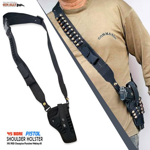 GunAlly Tactical Cross Body Shoulder Holster 1911 .45 Pistol - Gizmoway
